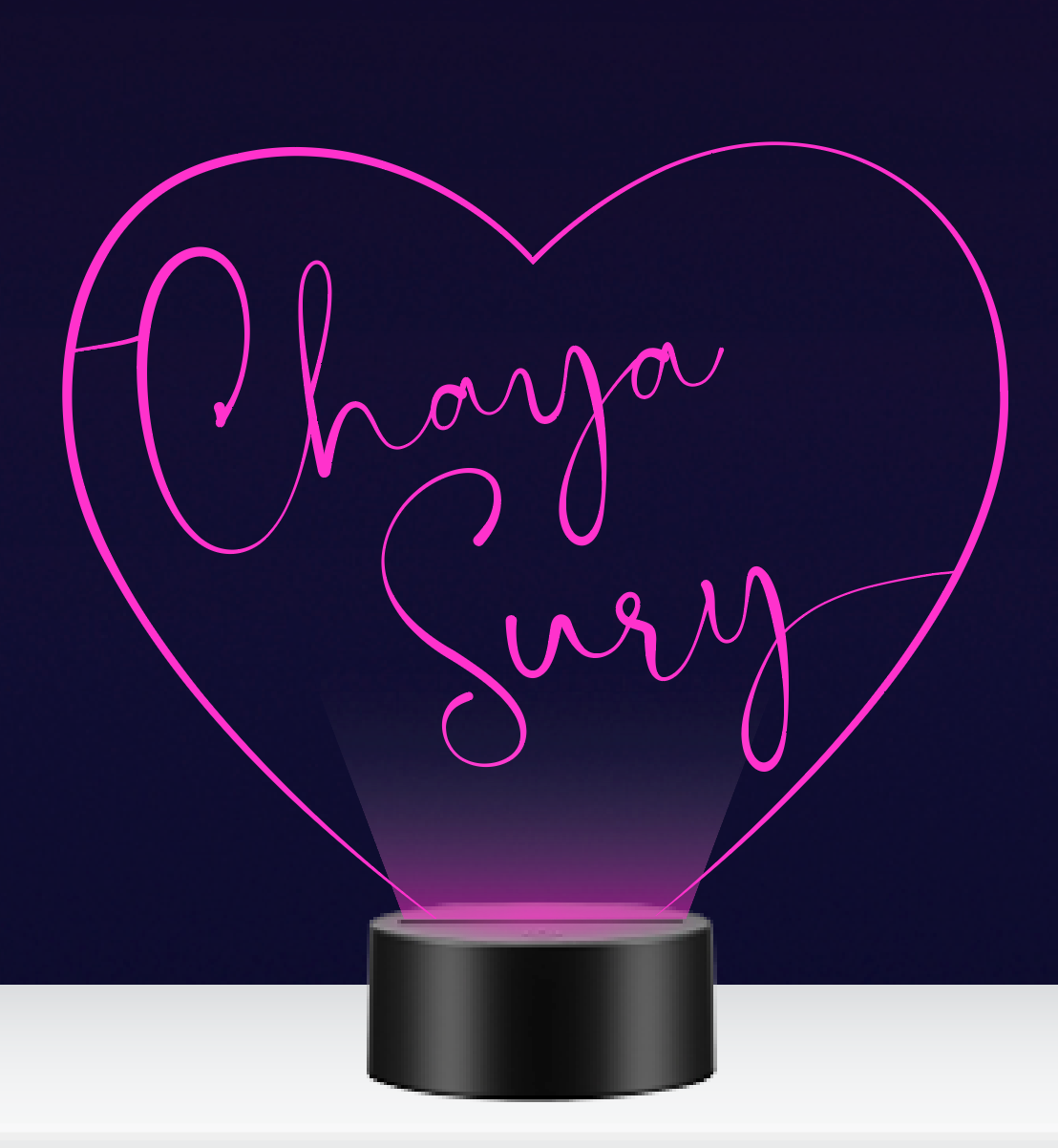 Script Heart LED Night Light - Personalized LED Light Online